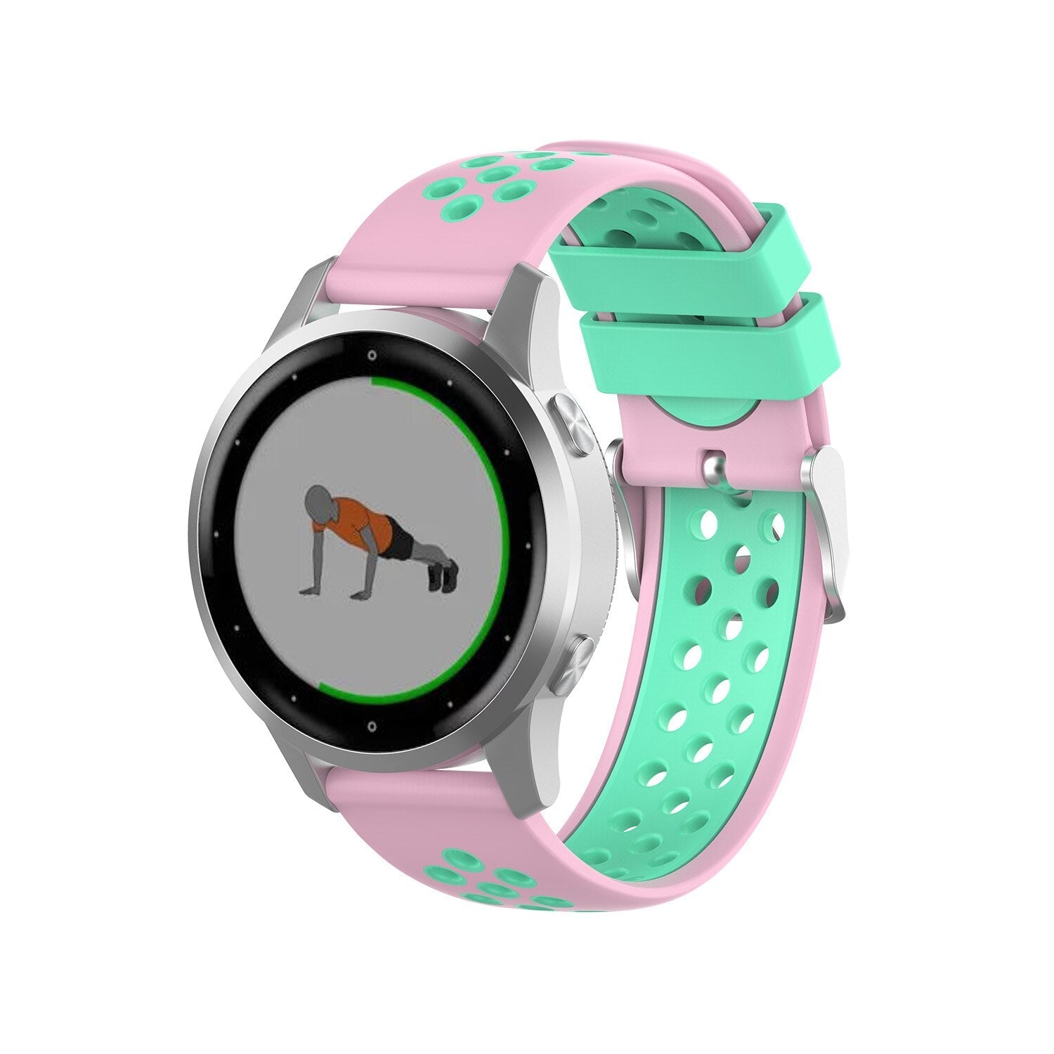 18mm Garmin Watch Strap | Pink/Green Silicone Sports – GarmStraps®