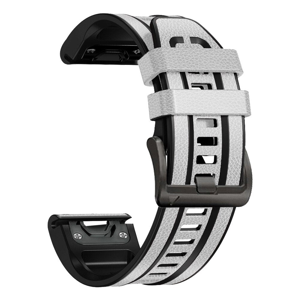 26mm Garmin Watch Strap | Silicone With Leather Top Layer | 9 Colours ...